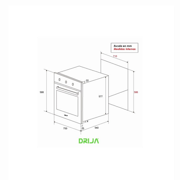 Horno Empotrable a Gas Con Capacidad De 78 L Marca Drija - Unica Panamá